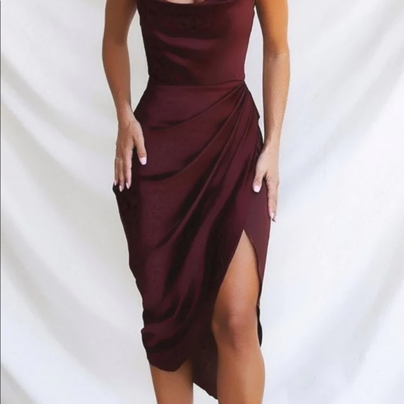 Dresses | Jilliat Satin Side Split Dress | Poshmark